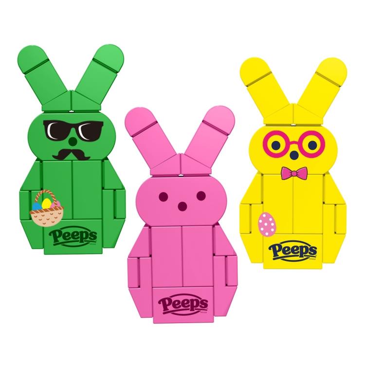 Peeps Green, Pink, and Yellow Easter Bunny Building Set