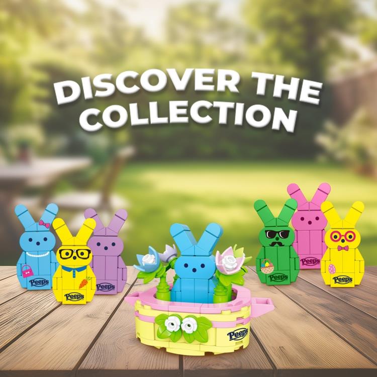 Peeps Green, Pink, and Yellow Easter Bunny Building Set