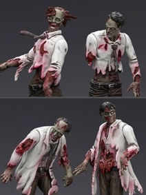 Dark Source Zombie Scientists (Male) 1/25 Scale Figure Set