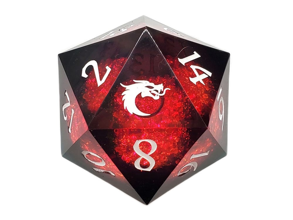 Old School Dice Sharp Edged Christmas Fury D20 Liquid Infused Die