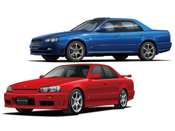 Aoshima Model Car Nissan ER34 Skyline 25GT-X Turbo '98 / 25GT Turbo '01 ...